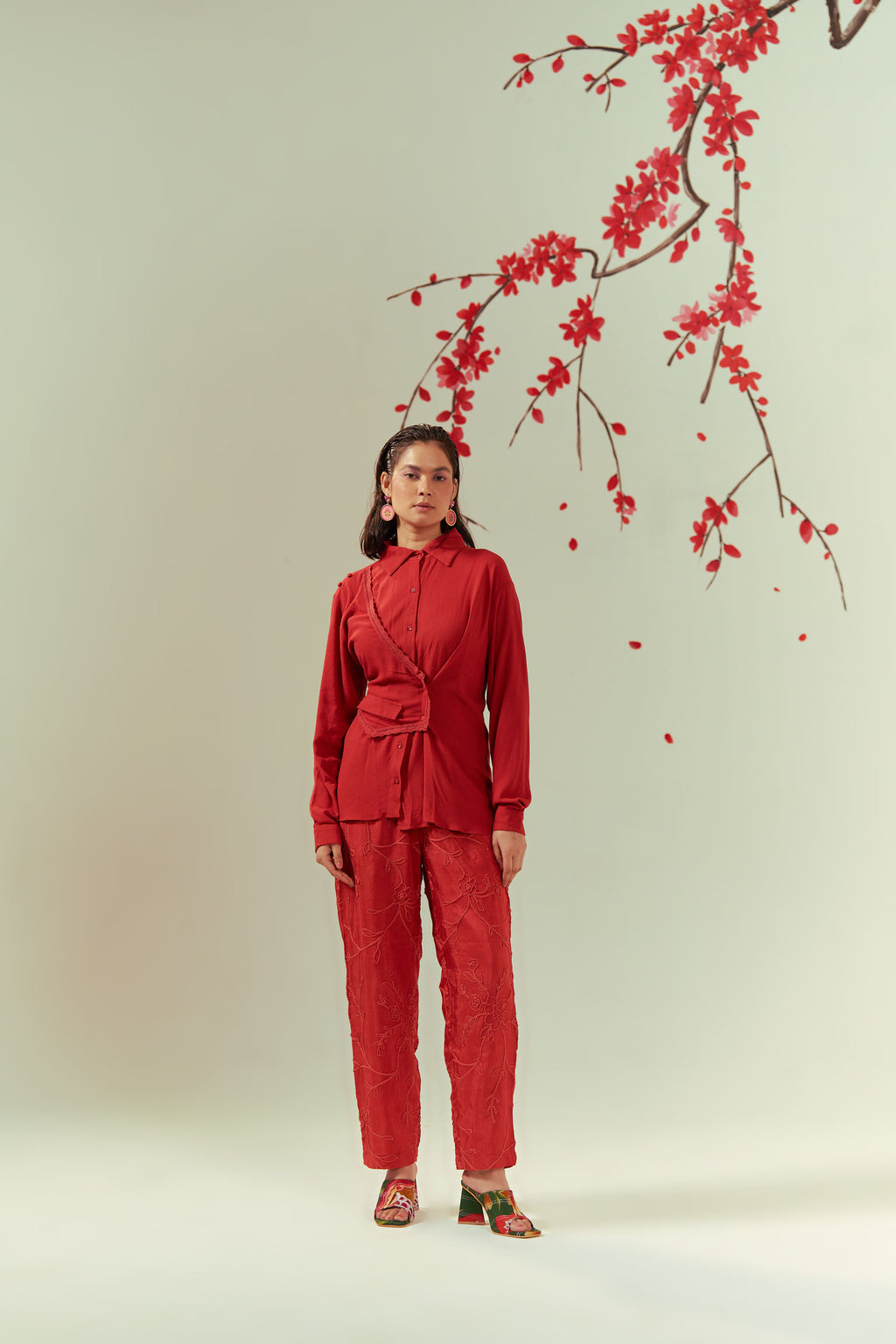 Shop Silk Red Co ord Set Online | COEUR – coeurstyle