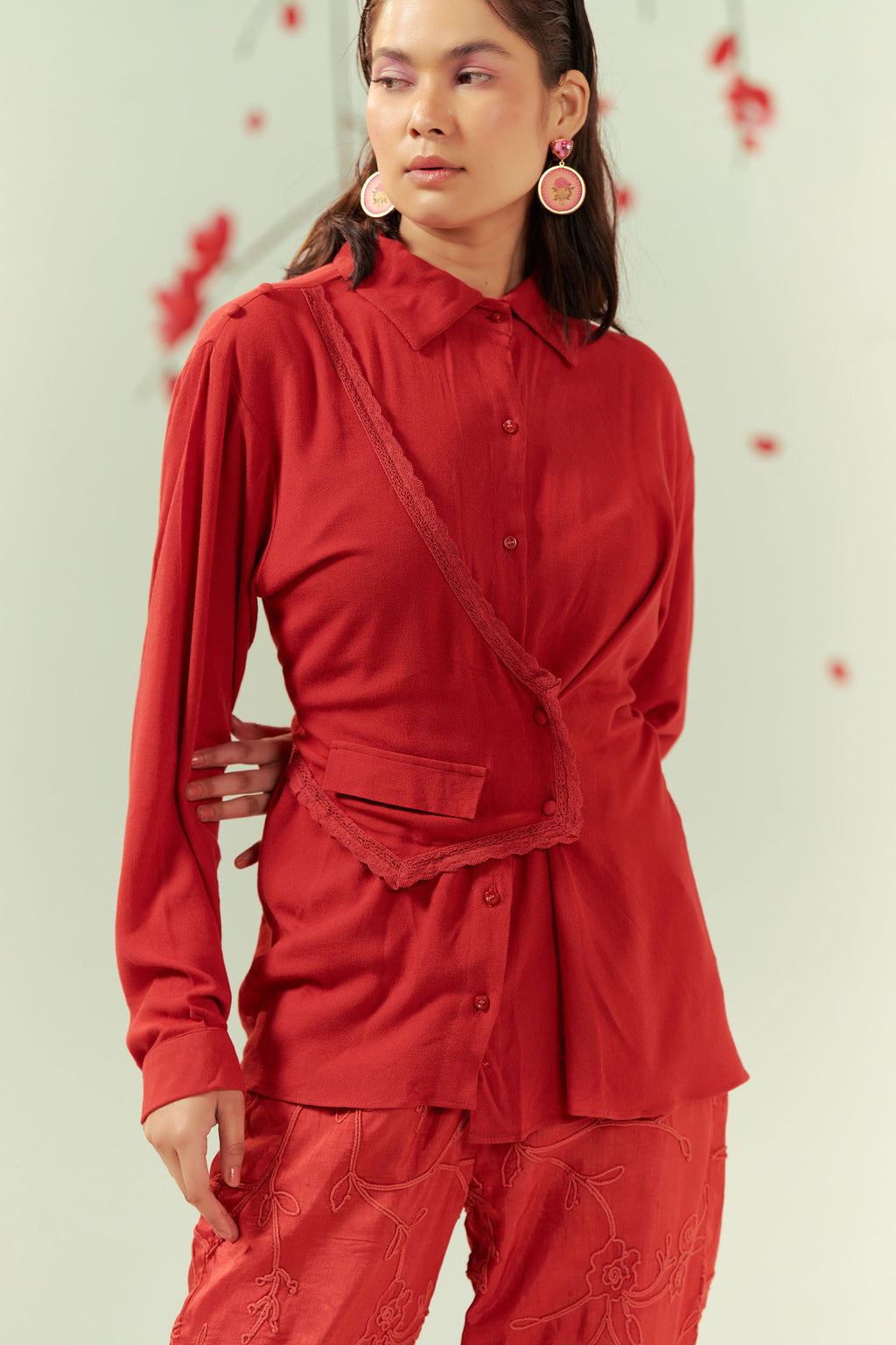 Shop Silk Red Co ord Set Online | COEUR – coeurstyle